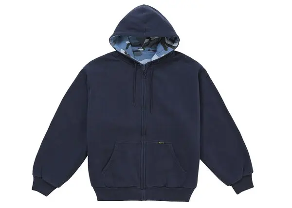 Supreme Reversible Work Zip Up Hooded Sweatshirt - Navy Blue